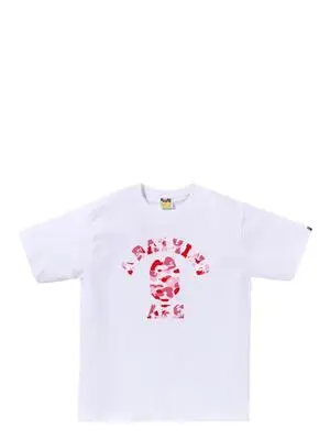 A BATHING APE Abc Camo College Tee Shirt - White/pink