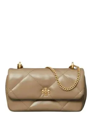 Tory Burch Kira Diamond Quilt Mini Flap Bag - Taupe Oak