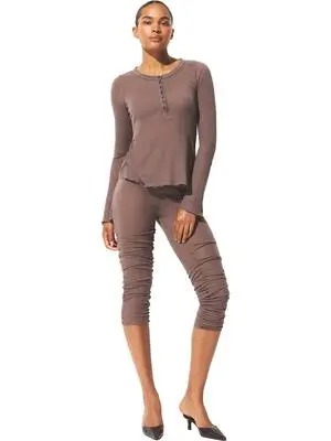 SKIMS Sheer Rib Long Sleeve Henley Pewter
