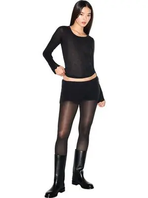 SKIMS Sheer Rib Long Sleeve Crew Neck Top - Soot