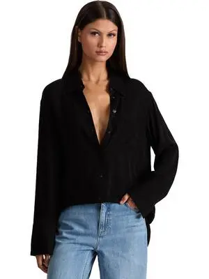 Alice + Olivia Oversized Button-down Shirt - Black