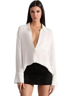 Alice + Olivia Finely Oversized Button Down - White
