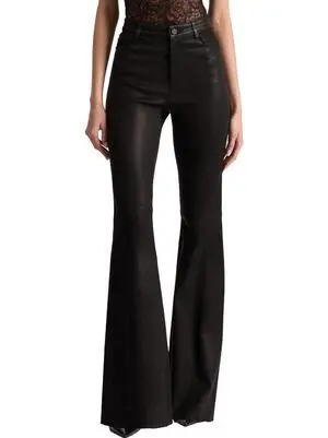 Alice + Olivia Brent Leather Bell Pant - Black
