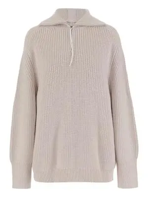 Carven Wool Zip-up Sweater - Beige