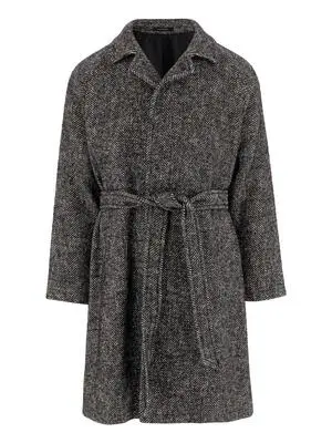 Tagliatore Cotton And Wool Blend Coat - Black