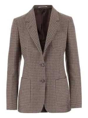 Tagliatore Virgin Wool-blend Houndstooth Jacket - Red