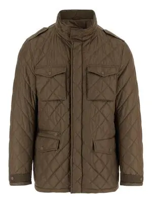 Herno Quilted Jacket With High Collar - Green