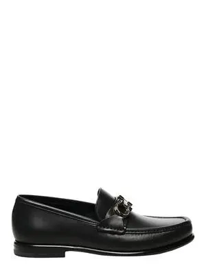 FERRAGAMO Glossy Leather Loafers - Black