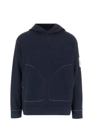 C.P. COMPANY Hooded Cotton Sweatshirt With Logo Patch - Blue