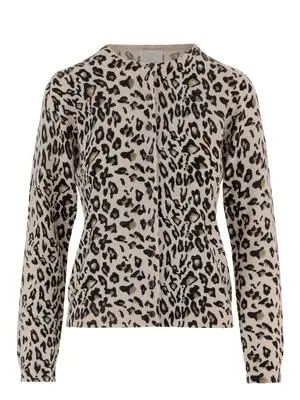 ALLUDE Leopard Print Wool And Cashmere Cardigan - Red