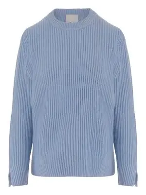 ALLUDE Wool And Cashmere Ribbed Sweater - Light Blue