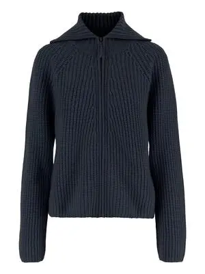 ALLUDE Wool And Cashmere Zip-up Sweater - Blue