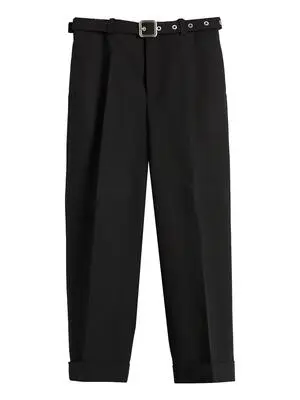 JIL SANDER Wool Canvas Straight Leg Trouser - Black