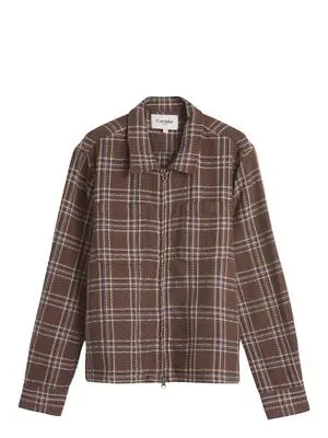 CORRIDOR Venice Plaid Zip Shirt - Brown
