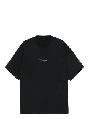 Balenciaga Logo-embroidered Sleeve-patch T-shirt - Black