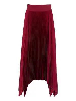 JOSEPH Pleated Asymmetric-hem Skirt - Red