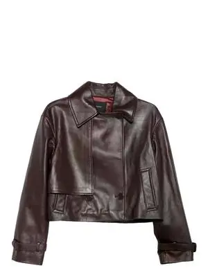 JOSEPH Leather Double-breasted Jacket - Red