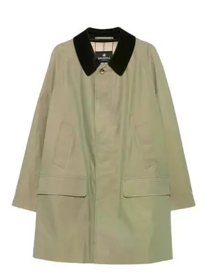 GRENFELL Buttoned Coat With Velvet Collar - Green