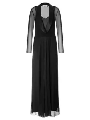 Alberta Ferretti Evening Dress With Sheer Sleeves - Black
