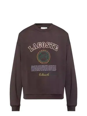 Lacoste Heritage-embroidered Fleece Sweatshirt - Brown