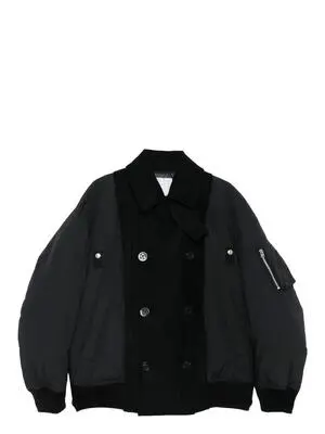Sacai Double-breasted Wool Jacket - Black