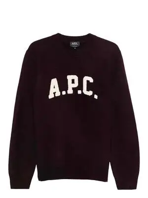 A.p.c. Jay Varsity-Logo Crew-Neck Sweater Red