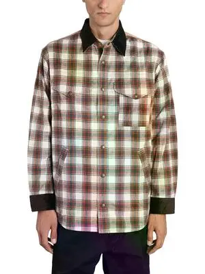 Junya Watanabe Checked Corduroy-paneled Overshirt - Brown