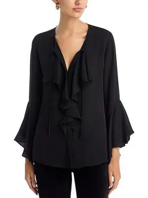 Kobi Halperin Turner Silk Ruffle Blouse - Black