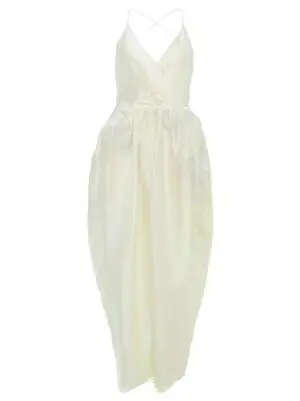 YANGKEHAN Gathered Silk Dress - White