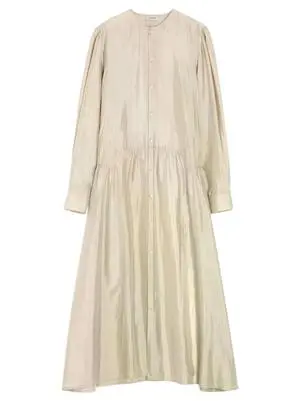 LEMAIRE Gathered Buttoned Maxi Dress - Neutrals