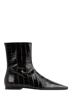 TOTEME Zipped Croco-embossed Chelsea Boots - Dark Brown
