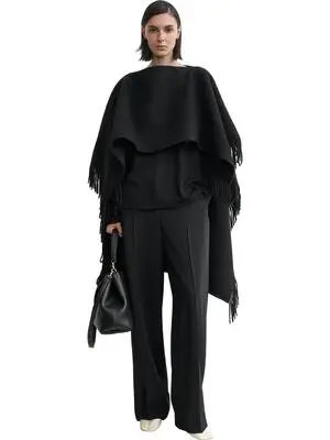TOTÊME Fringed Poncho Black