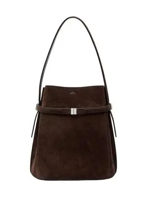 TOTEME Belted Suede Bucket Bag - Brown