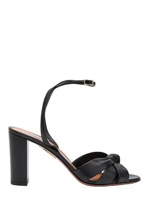 AQUAZZURA Nina 85 Leather Sandals - Black