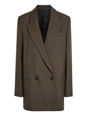 TOTÊME Shield Double-breasted Wool-blend Blazer - Dark Green