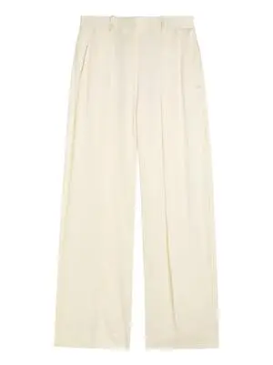Victoria Beckham Wide-leg Crepe De Chine Trousers - Ivory