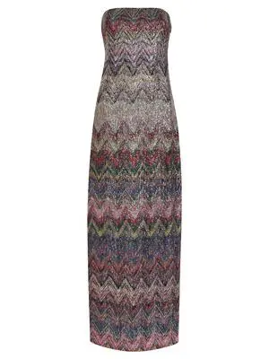MISSONI Embellished Zigzag-Intarsia Strapless Maxi Dress
