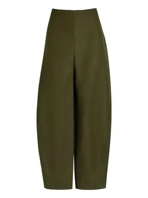 Alaïa Twisted Barrel-leg Cotton Trousers - Olive