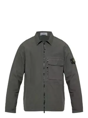 Stone Island Patch-pocket Zip-front Shirt - Grey