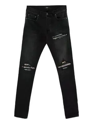 Amiri Patchwork Distressed Cotton Jeans - Black