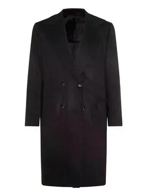 Kiton Cashmere Double-breasted Coat - Black