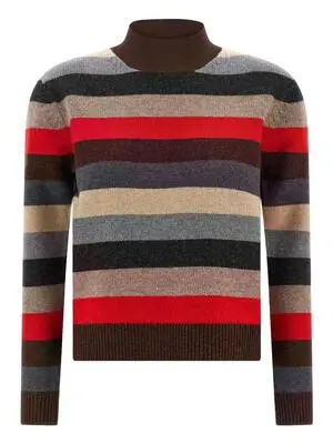 Tory Burch Striped-pattern Wool Pullover - Red