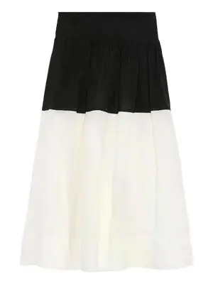 Sea Two-tone Midi Skirt - Black