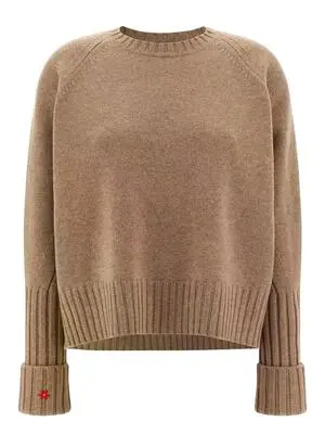 Tory Burch Floral-embroidered Ribbed Wool Sweater - Neutrals