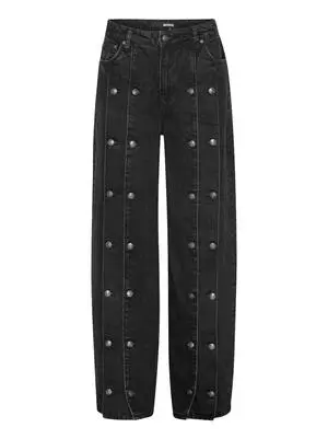 Remain Birger Christensen Button-embellished Wide Leg Jeans - Black