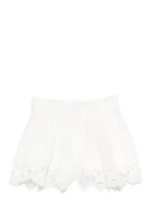 Sea Lace-trimmed Pleated Shorts - White