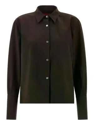 THELATEST Cuffed Button Long Sleeve Shirt - Brown