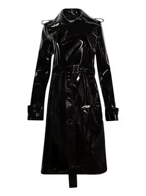 LAQUAN SMITH Belted Patent Trench Coat - Black