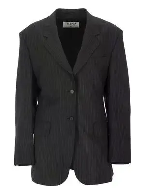 Filippa K Pinstripe Buttoned Jacket - Black