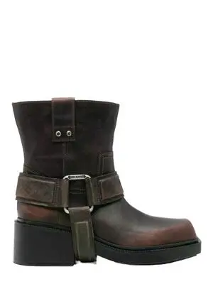 VIC MATIE 60mm Buckle-strap Leather Biker Boots - Brown